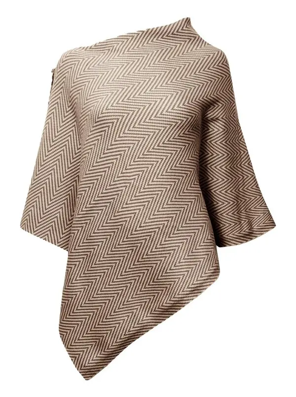JAMES LAKELAND Chevron Button Poncho - Brown