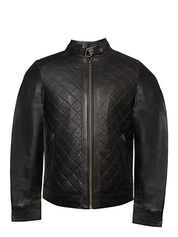 ZASTASTUDIO Quilted Upcycled Lambskin Leather Biker Jacket - Black