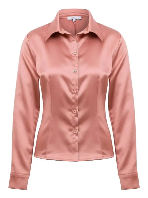 MAAN ISTANBUL Slim Fit Satin Shirt - Pink