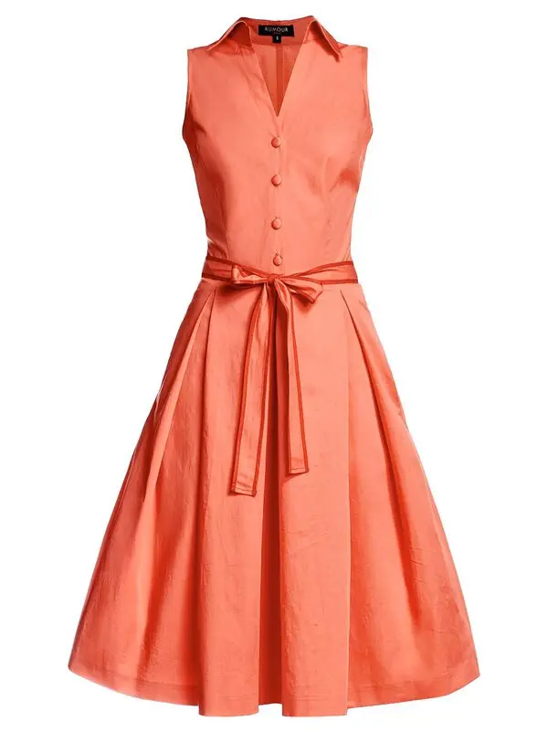 RUMOUR LONDON Venice Cotton Flared Dress - Orange