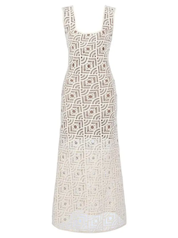 ALINA CERNATESCU Crochet Cotton Midi Dress - Beige