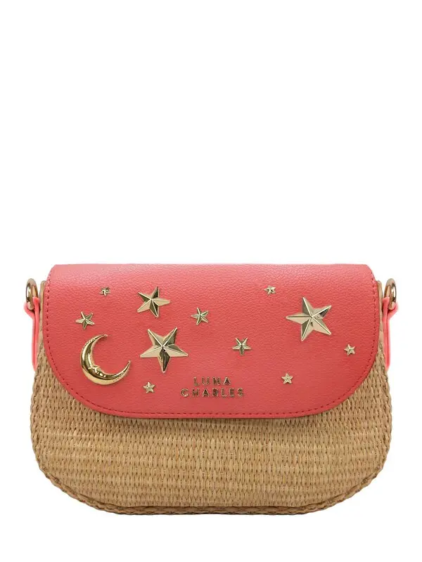LUNA CHARLES Elena Star Studded Rattan Handbag - Pink