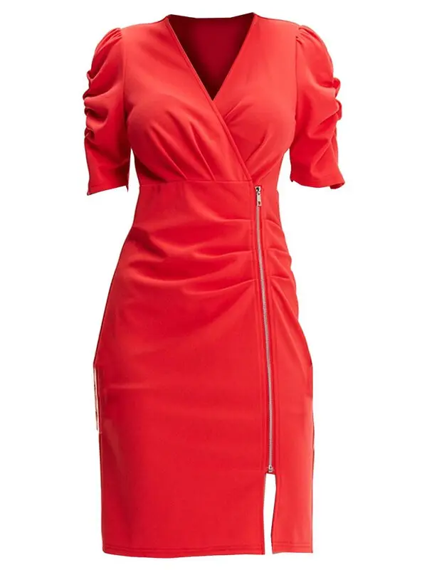 SMART AND JOY Jersey Dress With Zip - Red