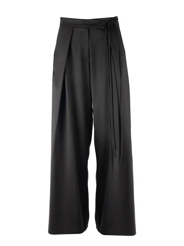 UNA BERZINA Wide-leg Trousers With Asymmetrical Closure - Black