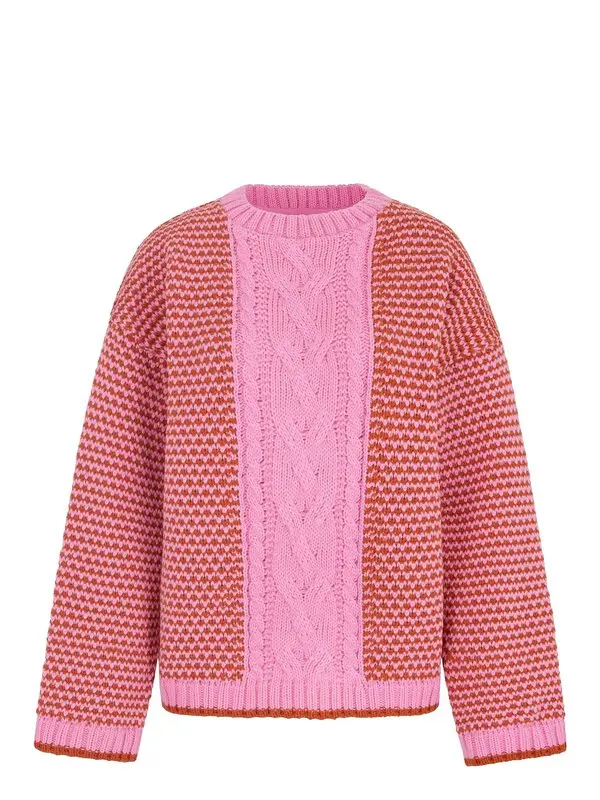 CARA & THE SKY Frankie Cable Crew Neck Jumper - Pink