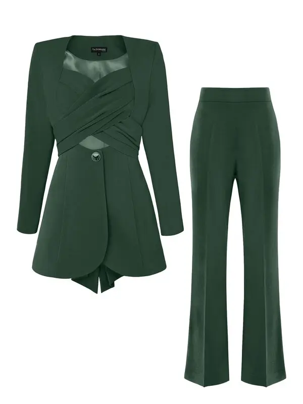 TIA DORRAINE Emerald Dream Cross-wrap Suit - Green