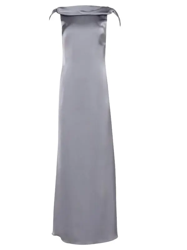 FOREVER YOUNG THE LABEL Nikki Backless Satin Maxi Dress - Grey