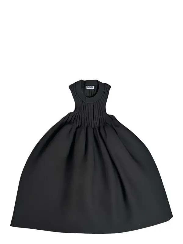 LONDON ATELIER BYPRODUCT Knitted Halter Top With Ruffle - Black