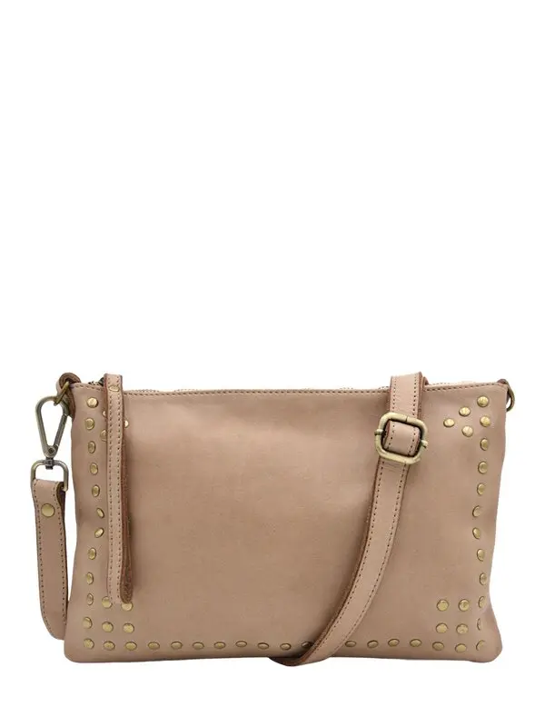 BOLSA NOVA HANDBAGS Italian Leather Clutch With Studs - Black