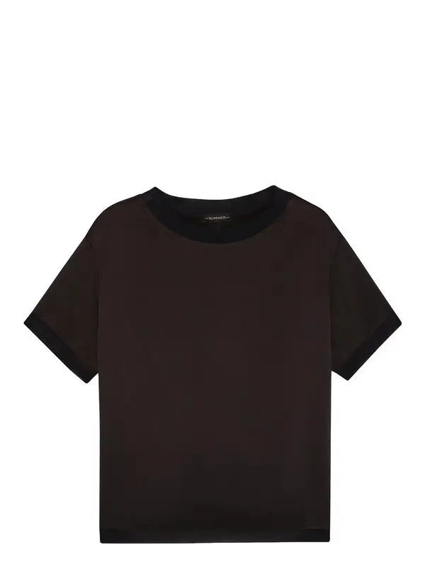 THE SUMMER EDIT Cloe Silk T-shirt - Black
