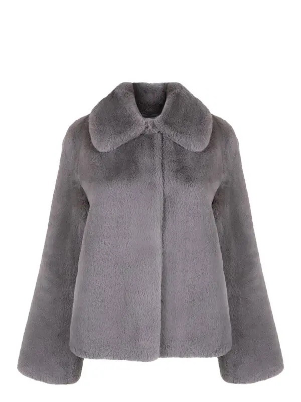ISSY LONDON Luxe Faux Fur Collar Jacket - Gray
