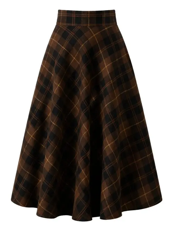 NIKKA PLACE Wool Midi Skirt With Pockets - Brown