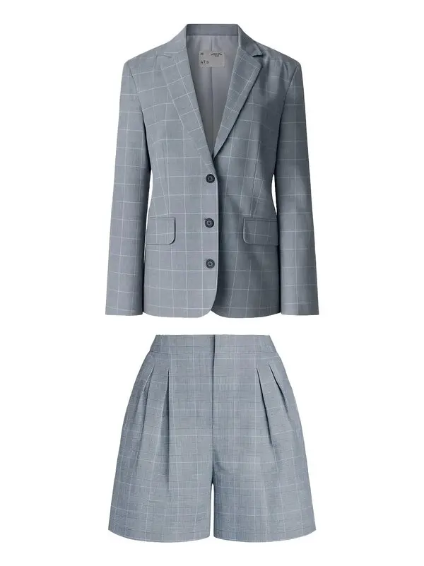ATS THE LABEL Plaid Blazer And Shorts Set - Black