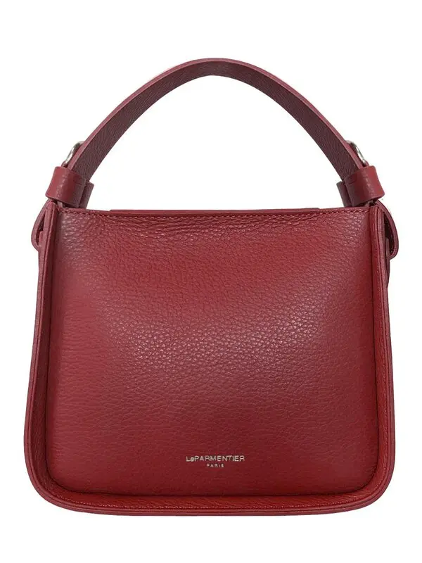 LE PARMENTIER Duplo Small Hammered Leather Top Handle Bag - Red