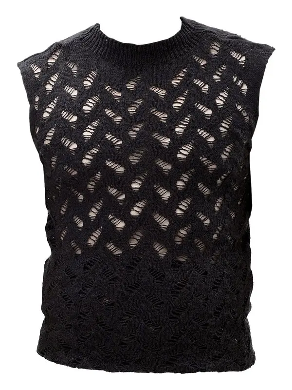 MAISON BOGOMIL Sleeveless Top In Cotton And Linen With Distressed Texture - Black