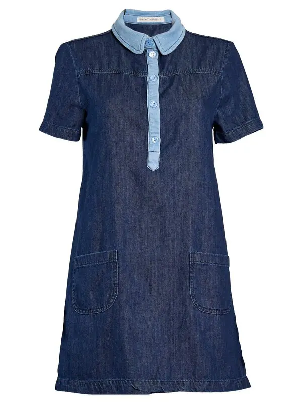 LOVE AND NOSTALGIA Isabelle Denim Mini Shirt Dress - Blue