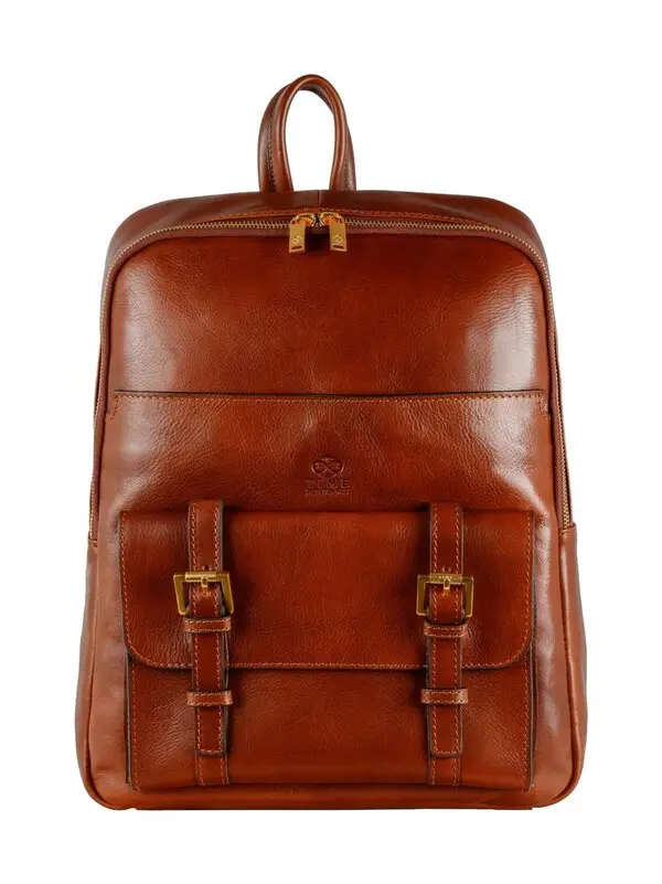 TIME RESISTANCE Leather Travel Backpack - Brown