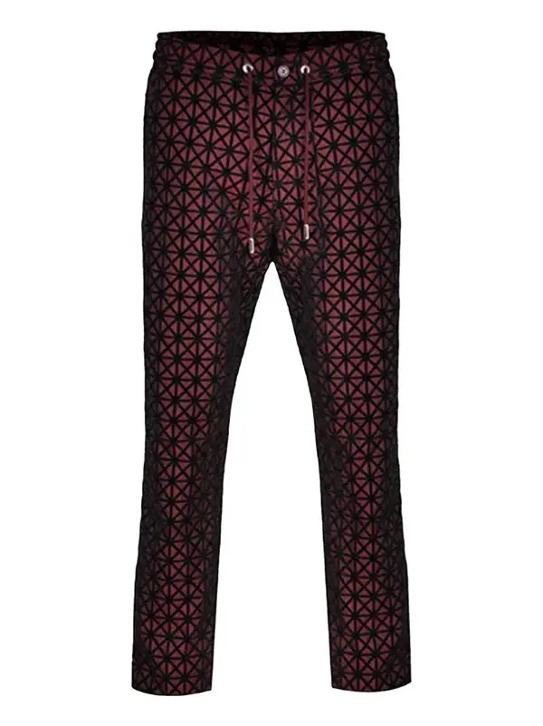 DAVID WEJ Kensington Luxury Velvet Jacquard Trousers - Red