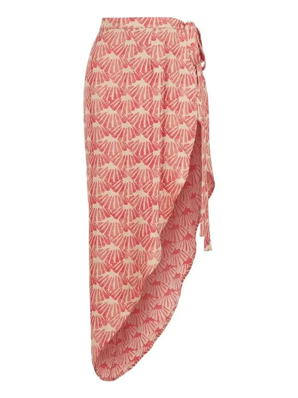 LILAMIE Palermo Side Slit Pareo Skirt - Red