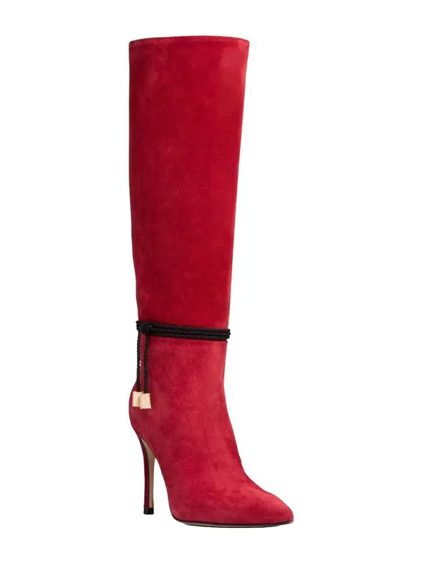 BEAUTIISOLES BY ROBYN SHREIBER Lindsay Suede Knee-high Stiletto Boots - Red
