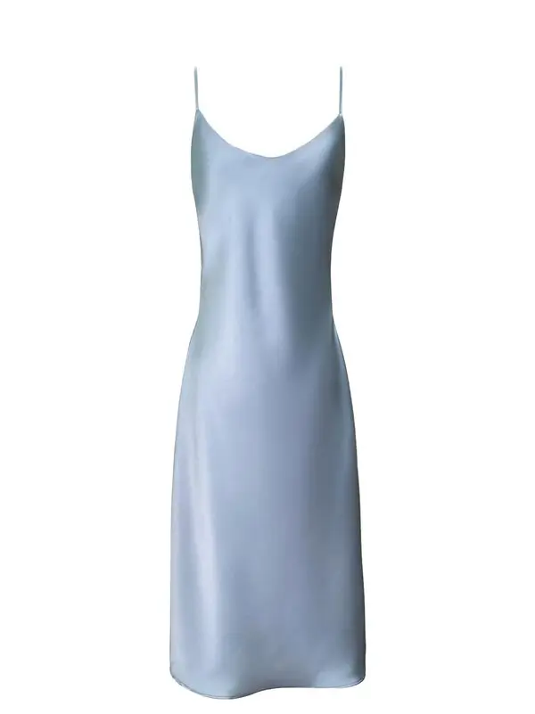 JANARA JONES Satin Slip Midi Dress - Blue