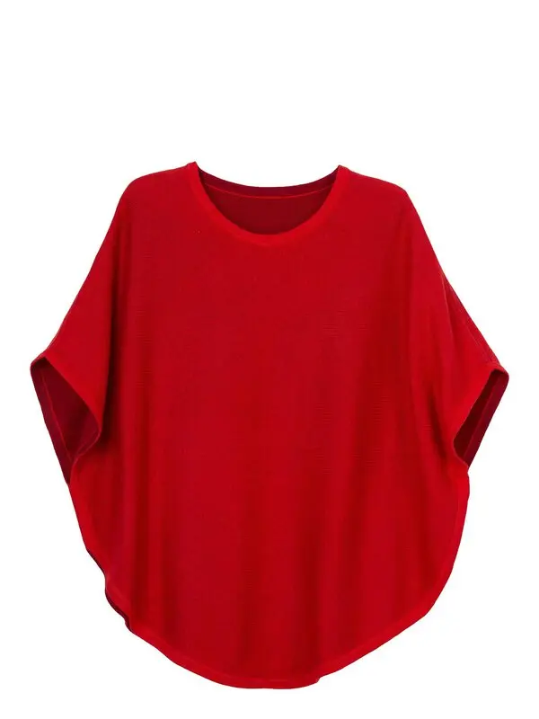 COVE Flora Cotton Cashmere Reversible Poncho - Red