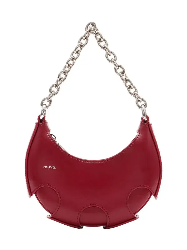 AMY LYNN Leather Crescent Mini Bag With Chain Strap - Red