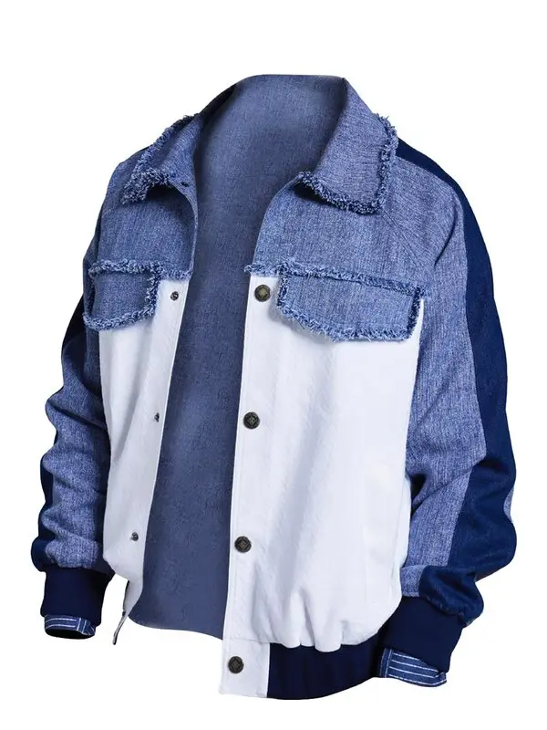 STORY WEAR Denim Patchwork Jacket - Blue/white