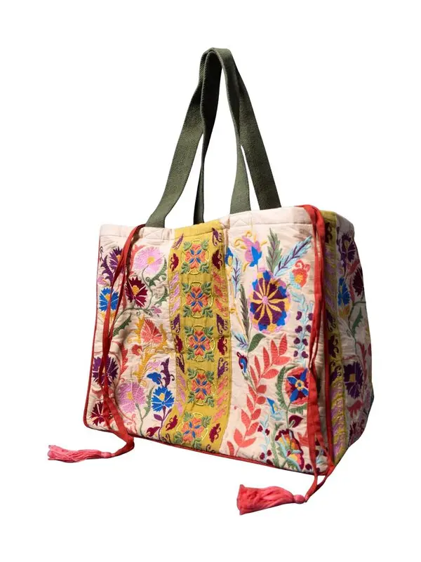 YAYA & CO. Floral Embroidered Carry-all Tote Bag - Pink/red