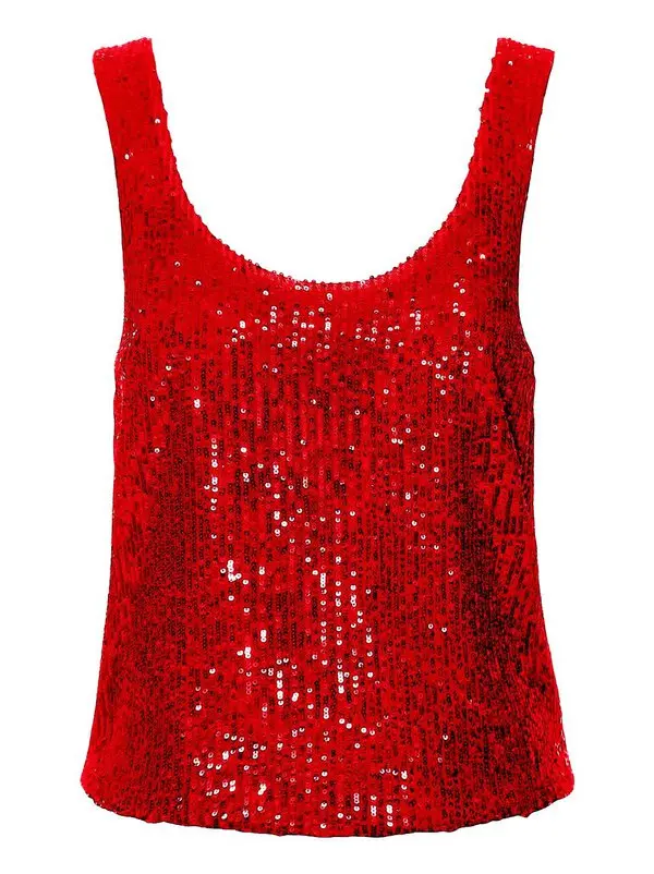 AGGI BY HALEWSKI Sequin Tank Top - Red