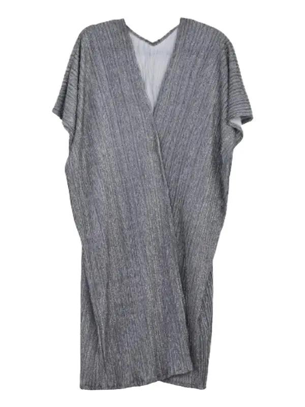 Saachi Pleated Metallic Kimono - Grey