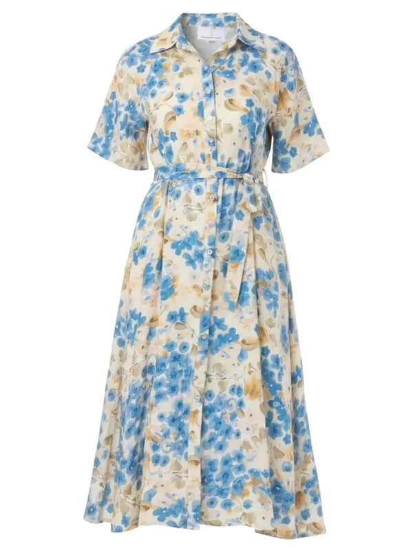 FRANCHETTI BOND Giralda Pansies Shirt Dress - Blue