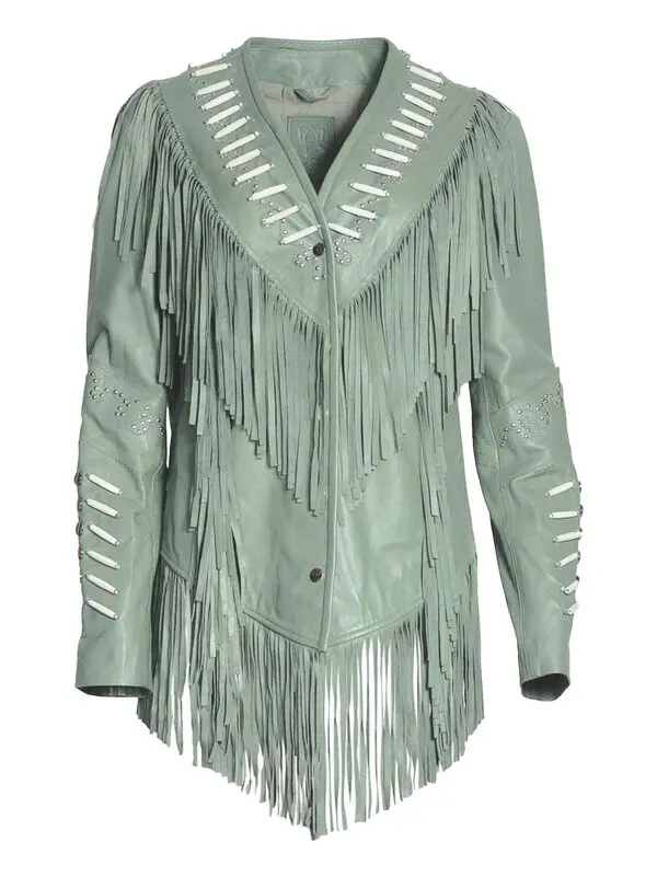 ZASTASTUDIO Leather Fringe Jacket - Green