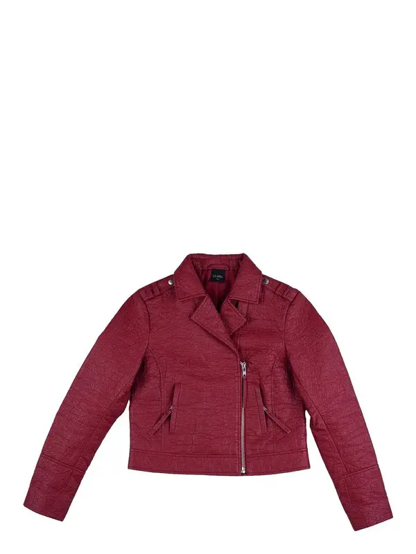 LO NEEL Leather Biker Jacket - Red