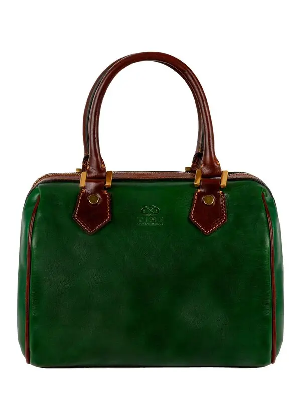TIME RESISTANCE Leather Barrel Bag - Green