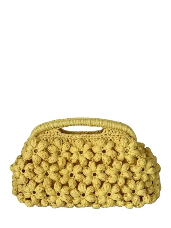 SPRINGMOONATELIER Handmade Raffia Crochet Bag - Yellow