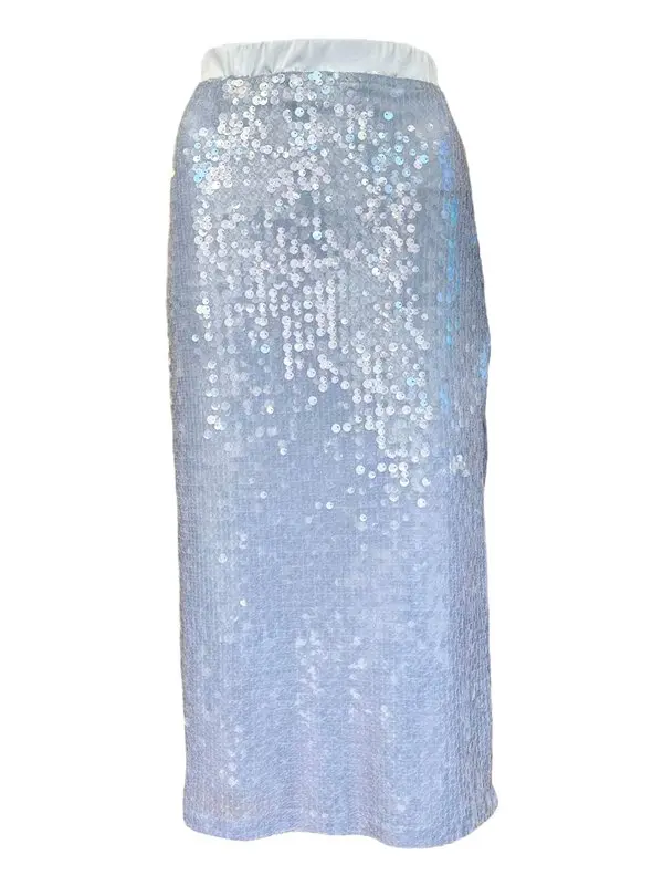 JANE GALA Sequin Embellished Midi Skirt - Blue