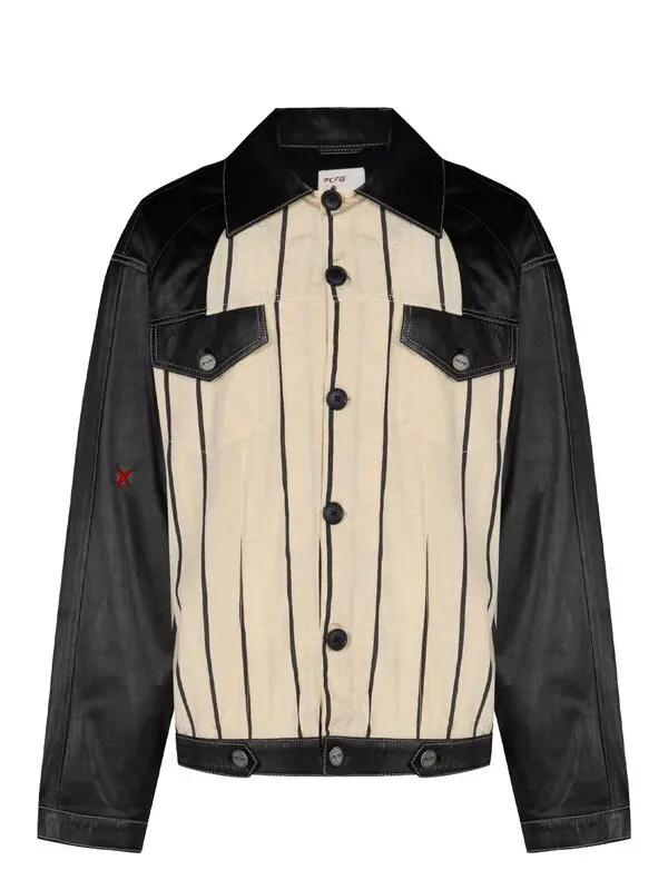 PCFG Free Heaven Kutnia Striped Vegan Leather Jacket - Black