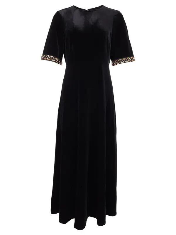 TRAFFIC PEOPLE Velvet Maxi Dress - Gold/black