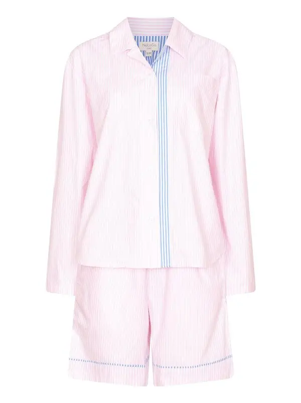 NOLOGO-CHIC Striped Cotton Poplin Pyjama Set - Pink