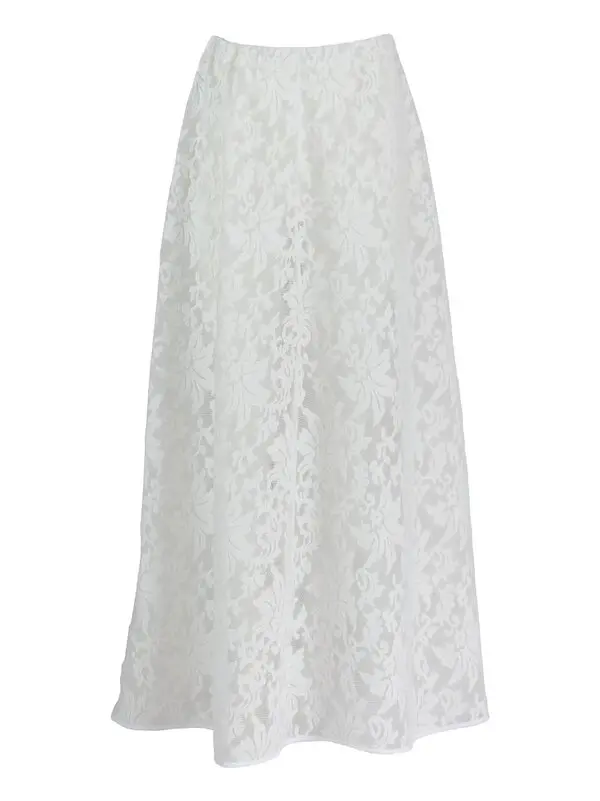 HARLOW LOVES DAISY Halle Floral Embossed Lace Maxi Skirt - White