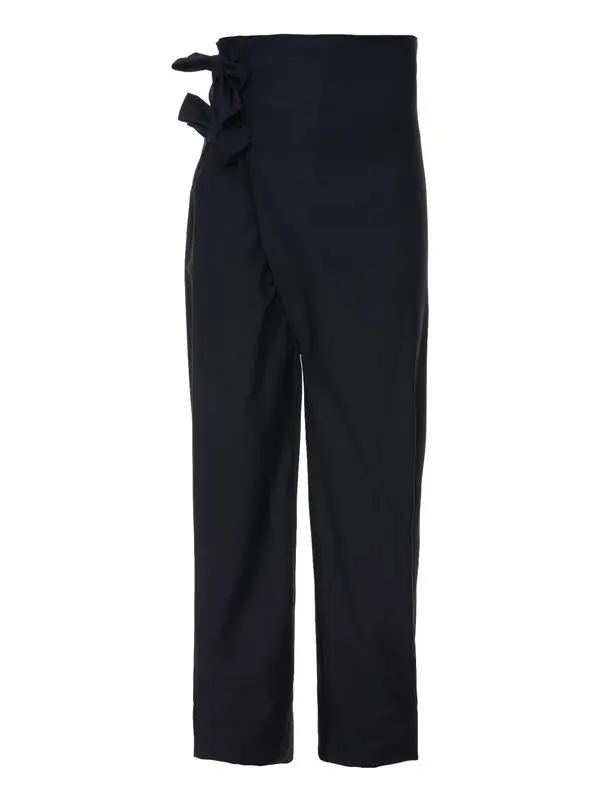 MOE Deep Check Wool Relaxed Pants - Blue