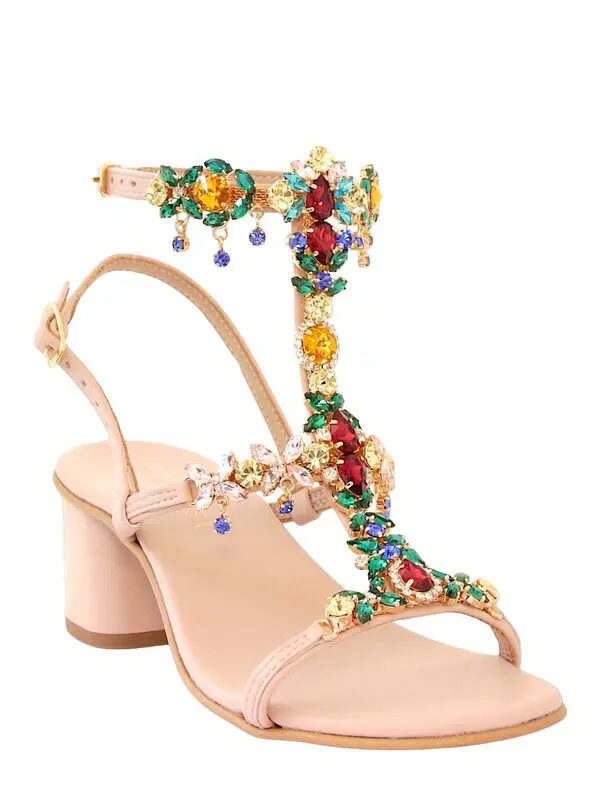 DAMAPREZIOSA Matilde Jewel Heel Sandals - Red