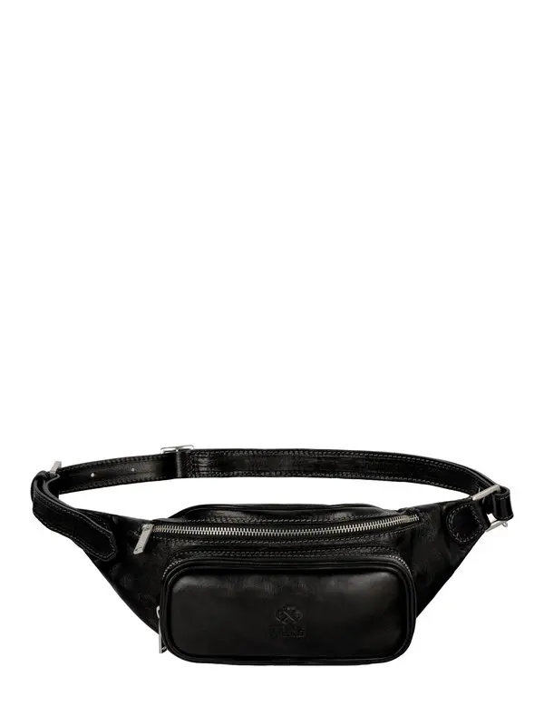 TIME RESISTANCE Leather Belt Bag - Black