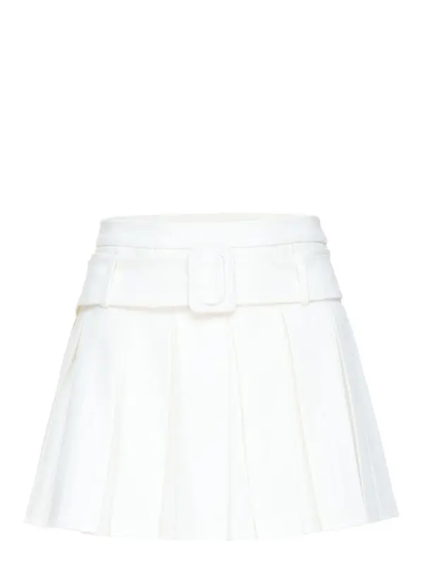 GOLDIE BYRD Belted Pleated Skirt - White