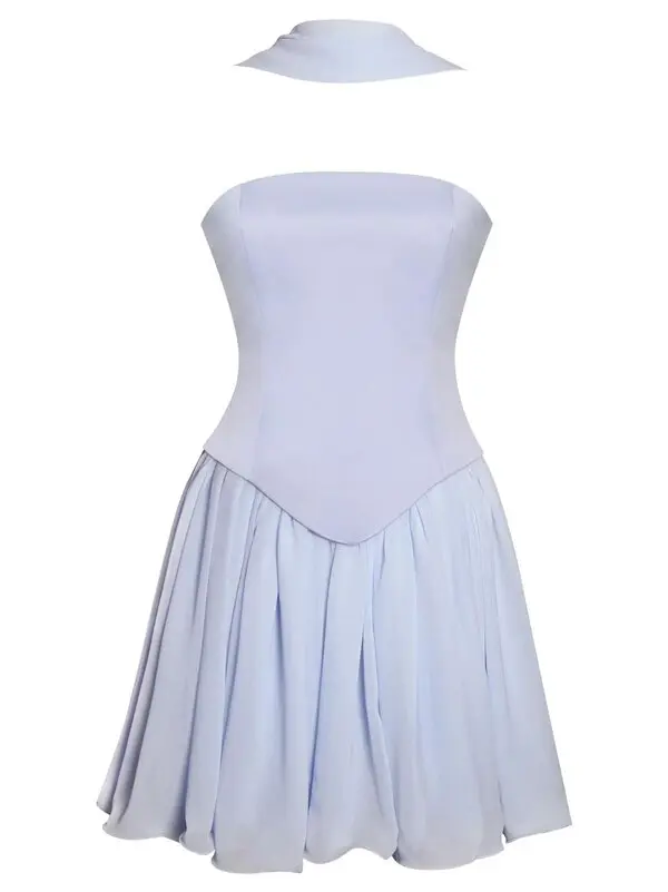 MISS CIRCLE NEW YORK Valentina Peplum Mini Dress - Blue