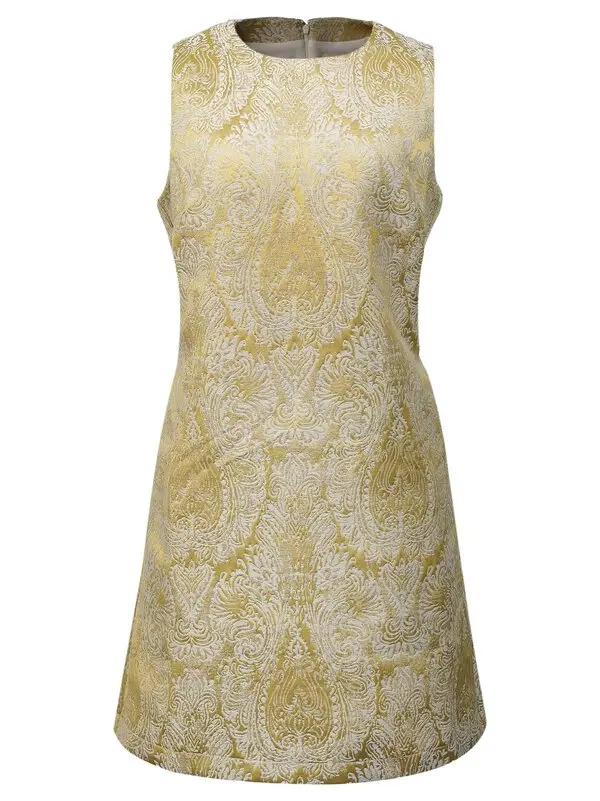 SMART AND JOY Brocade Mini Dress - Yellow