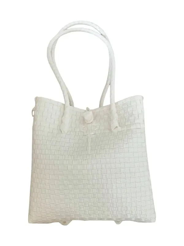 Pink Haley Darla Recycled Plastic Woven Tote - White