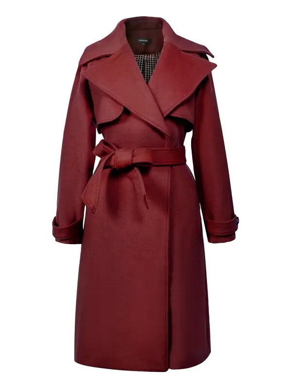 SMART AND JOY Shoulder Flaps Woolen Coat - Red