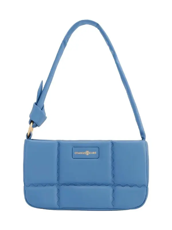 ORANGE CUBE Square Stitch Cushion Shoulder Bag - Blue